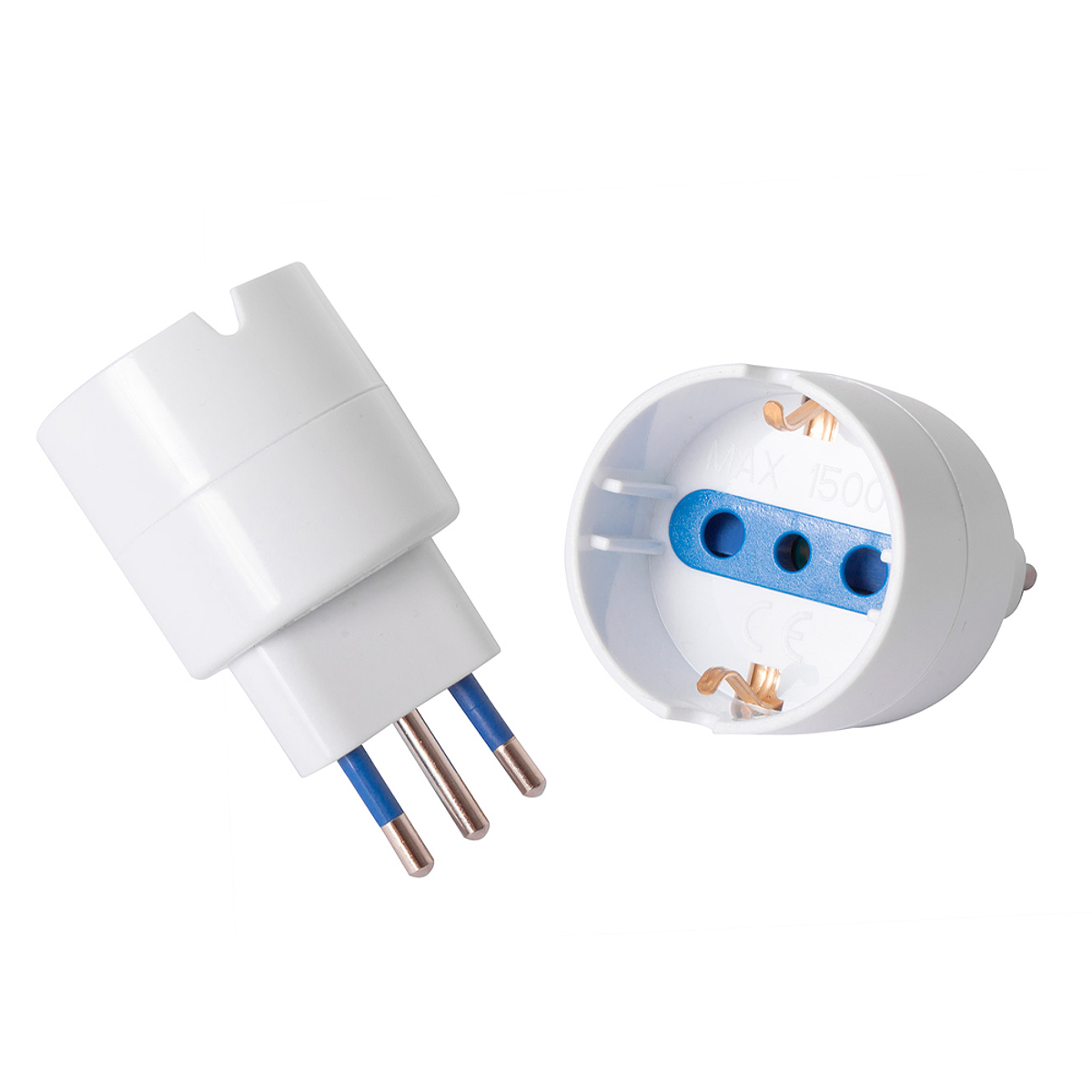 Adaptador Schuko 10A 250V 1500W Color Blanco con Protección | Diartek - Materiales Eléctricos y ...