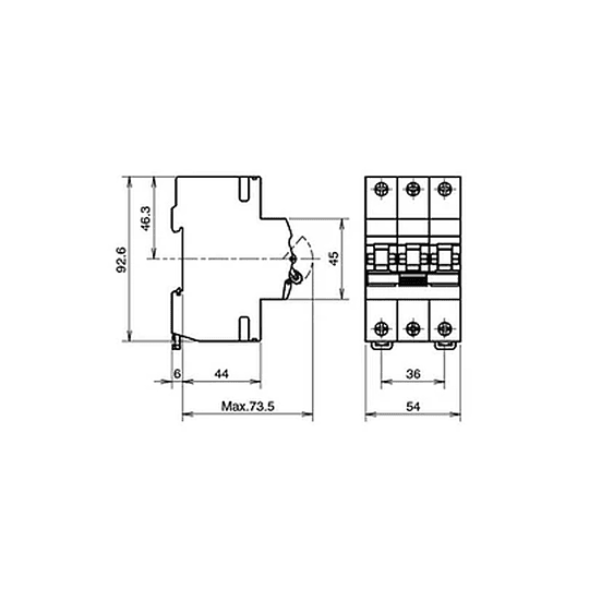 Interruptor Automático Tripolar 3P 3x50A Curva C 10kA