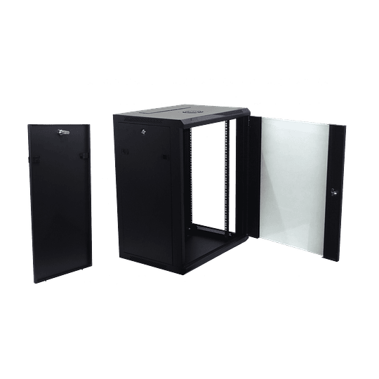 Rack Mural 15U Pared Negro con chapa 45cm Fondo Linkmade