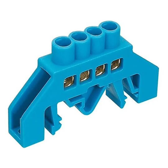Regleta de Conexión Aislada a Riel DIN Color Azul 4 polos