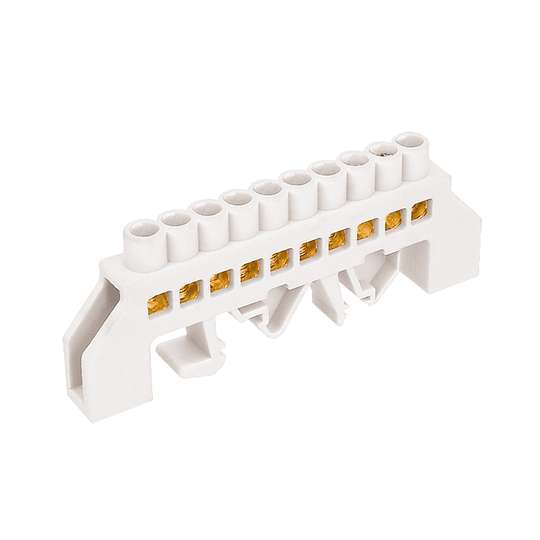 Regleta de Conexión Aislada a Riel DIN Color Blanco 10 polos