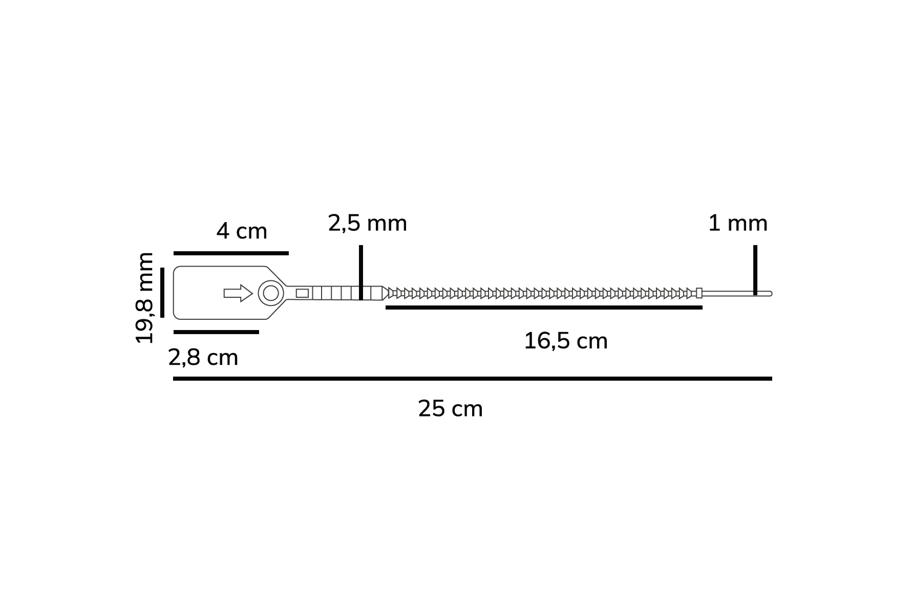Sello de Seguridad Plástico Ajustable 250mm 100un Blanco | Diartek ...