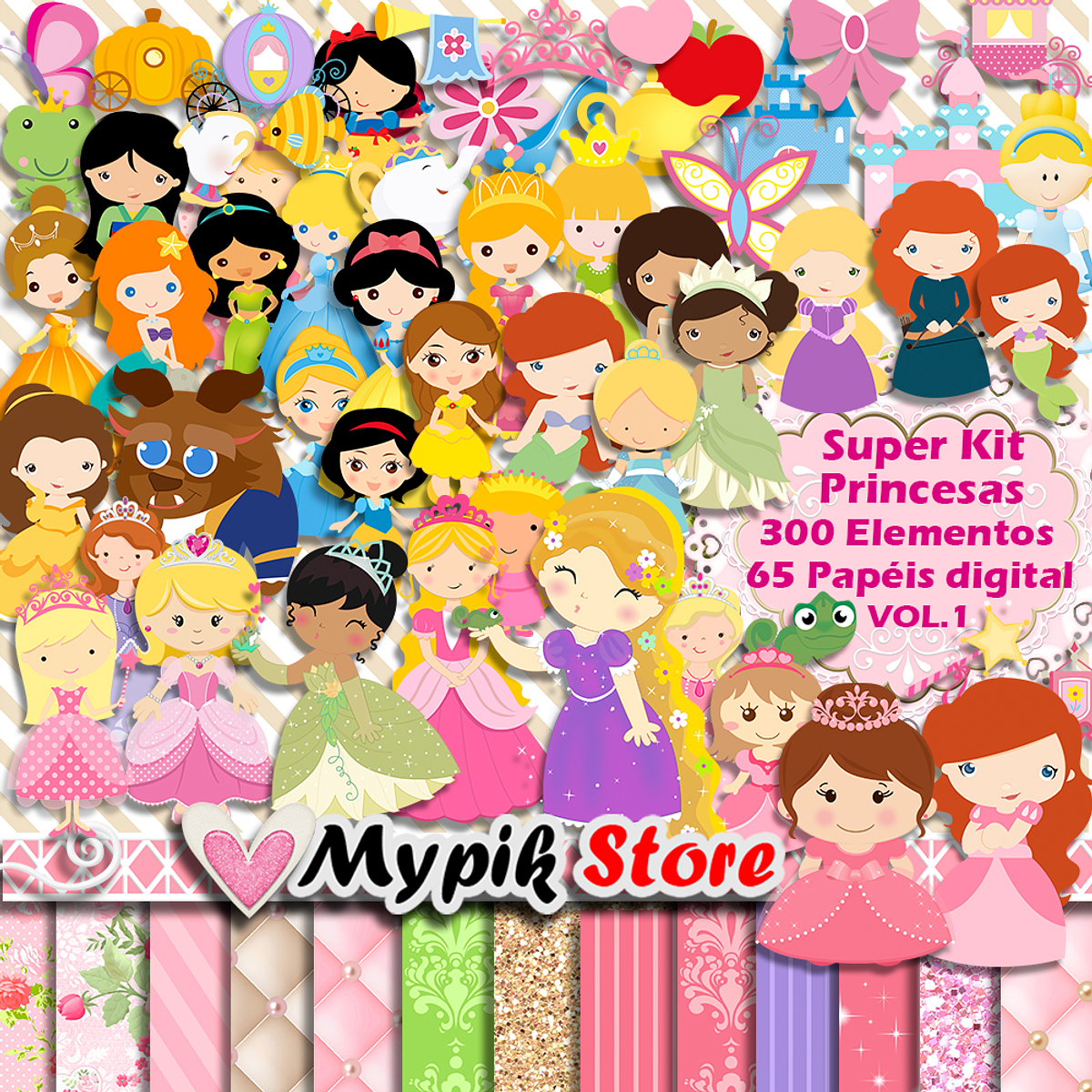 Kit Digital Princesas Disney Scrapbook - vol.1