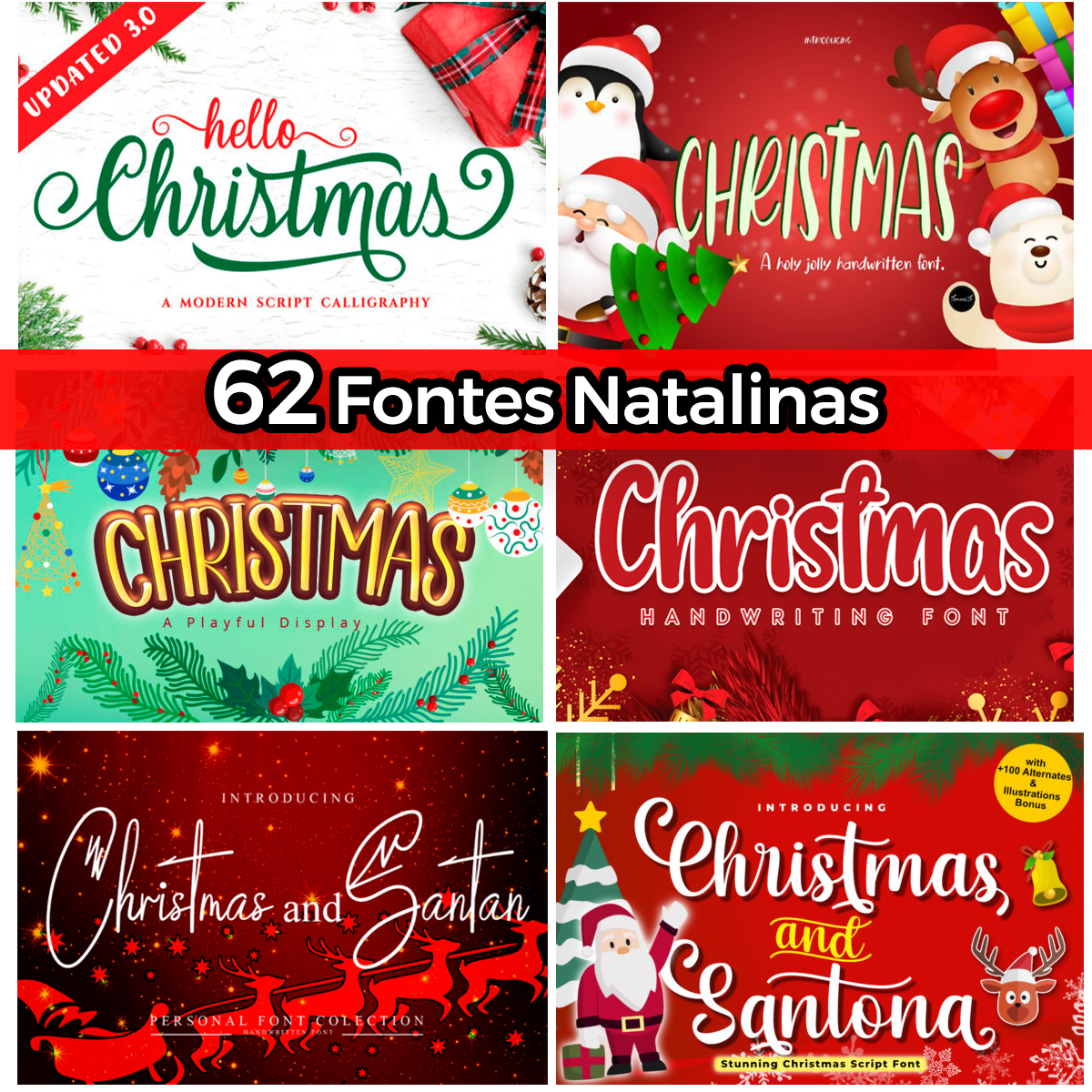 Pack 62 Fontes Instaláveis Natalinas