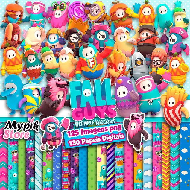 Super Kit Digital Fall Guys - Imagens png e Papeis Digitais