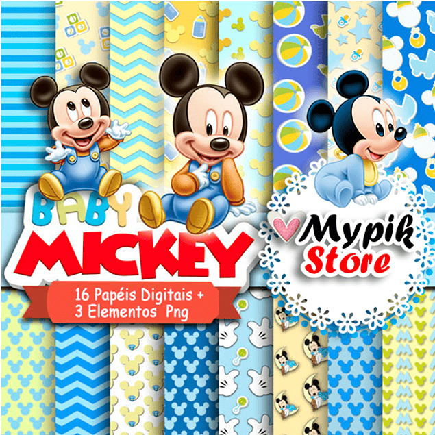 Kit Digital Mickey baby Disney - Coleção Personagens Famosos