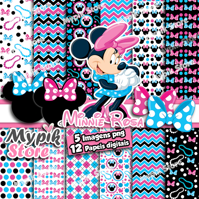Kit Digital Minnie Mouse - Papeis Digitais