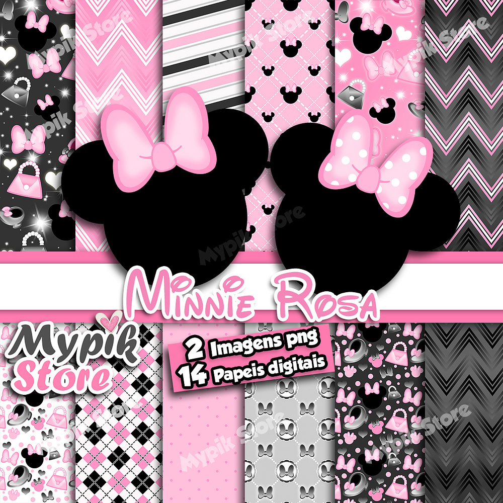 Kit Digital Minnie Rosa Black