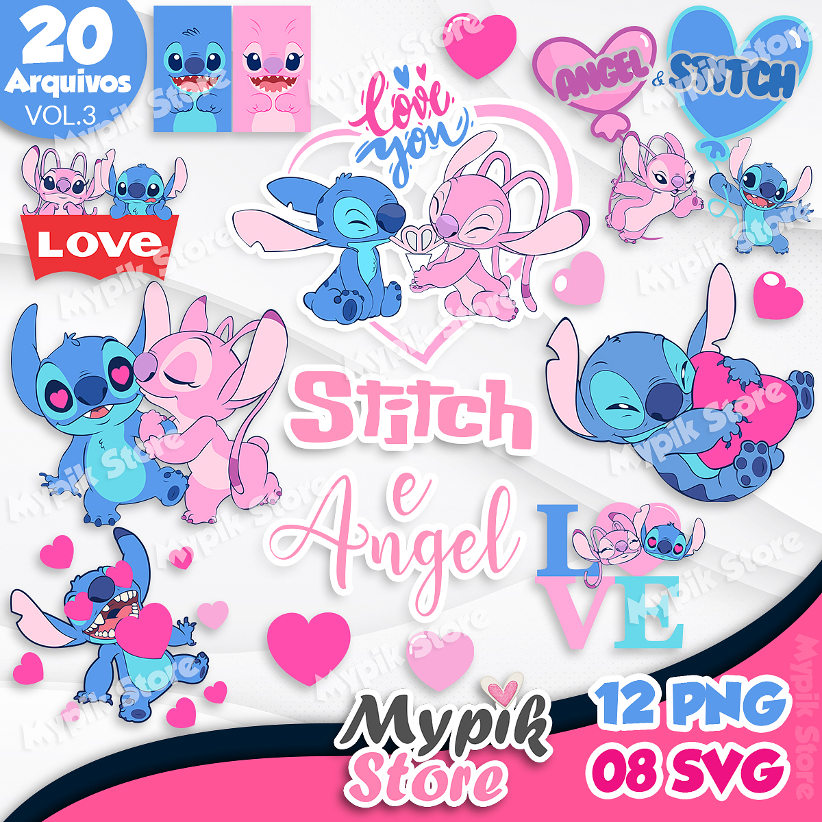 Kit Digital Stitch e Angel imagens png e svg