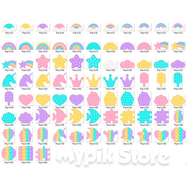 Kit Digital Pop it Fidget Toy Candy Color