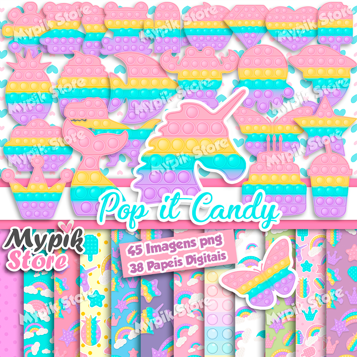 Kit Digital Pop it Candy Color