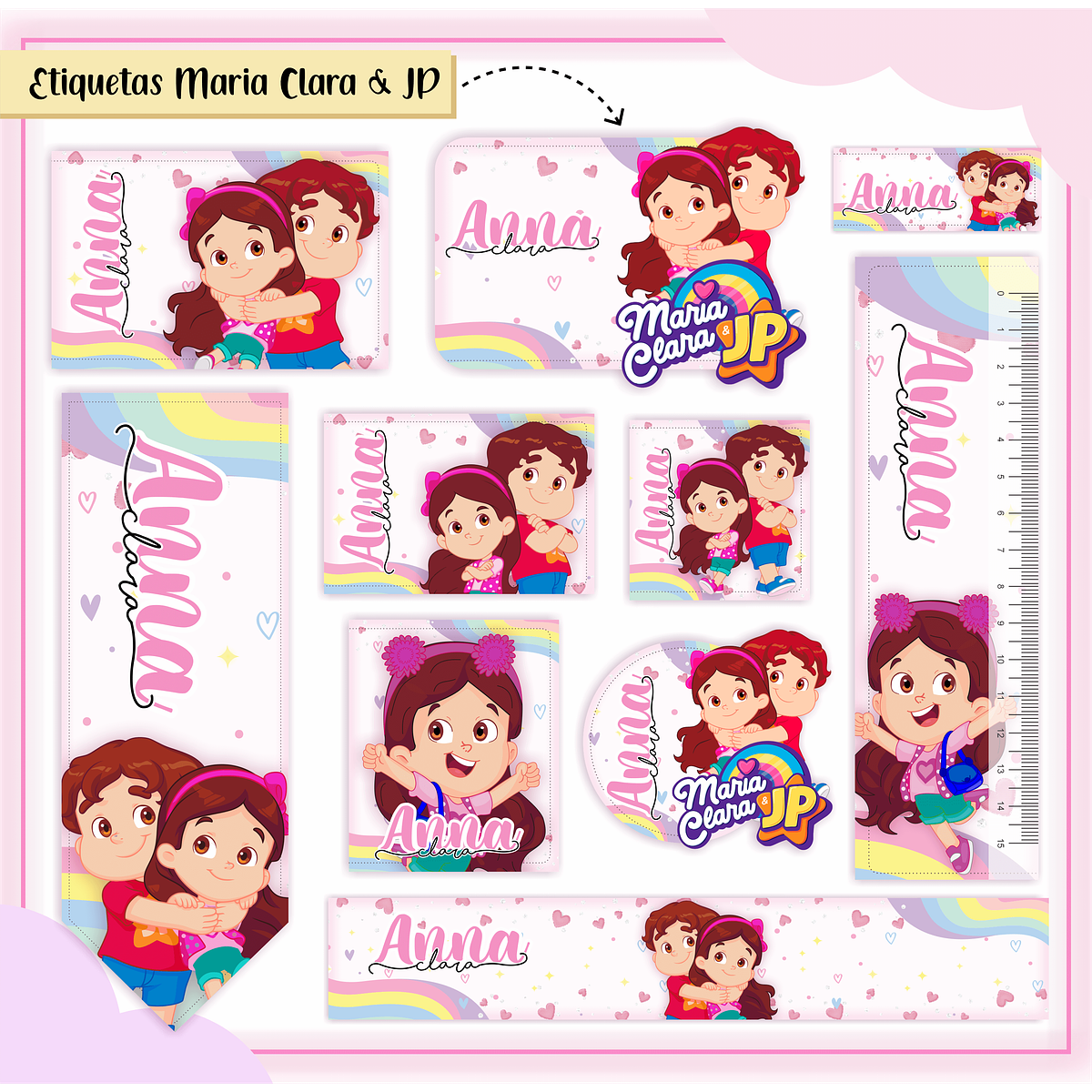 Arquivo de Corte Etiqueta Escolar Maria Clara e JP