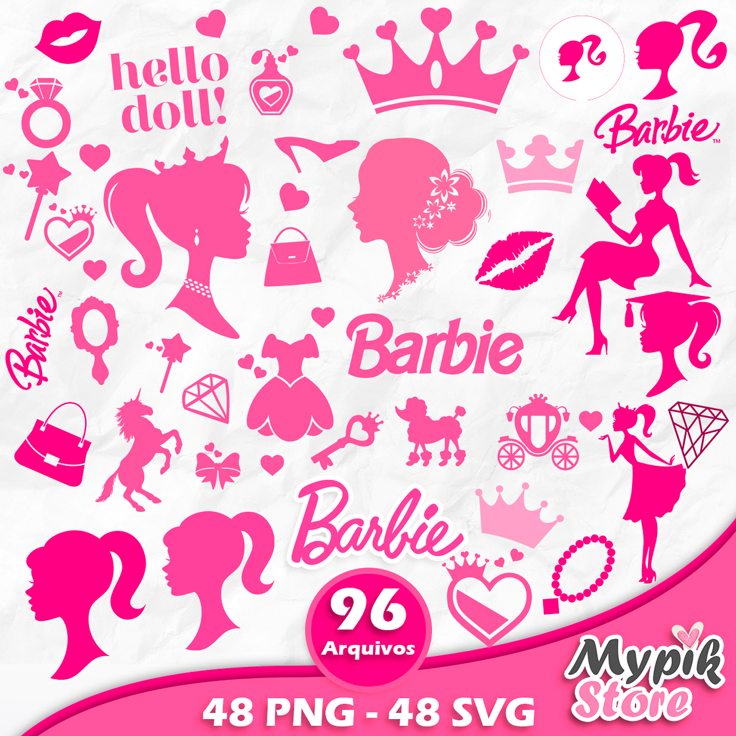 Kit Digital Barbie PNG e SVG