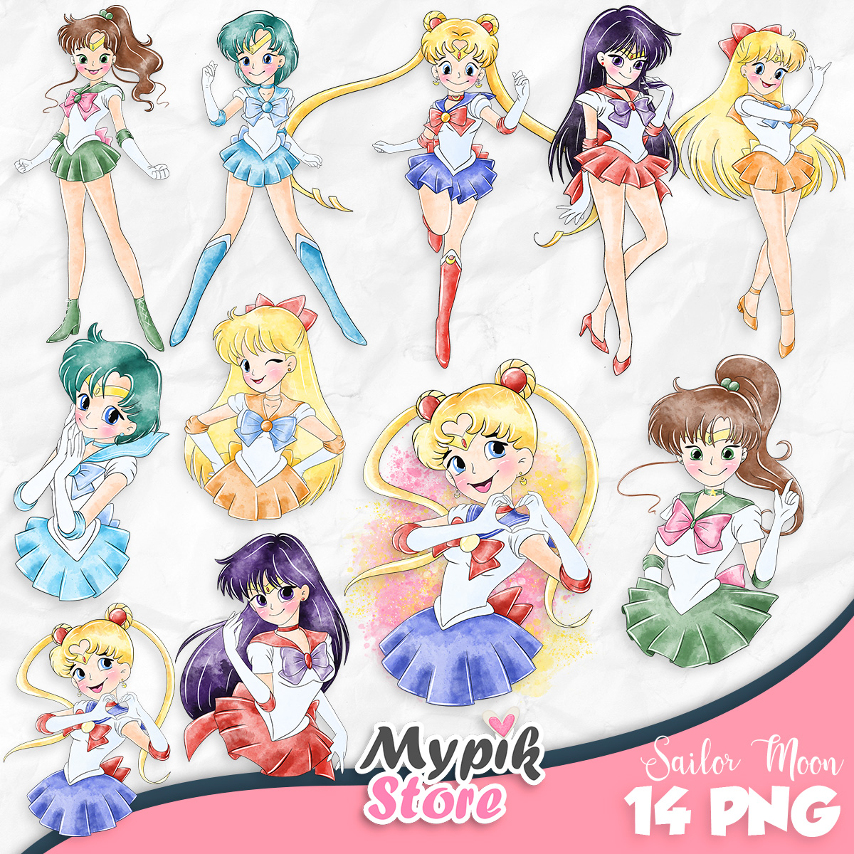 Kit Digital Sailor Moon Aquarela