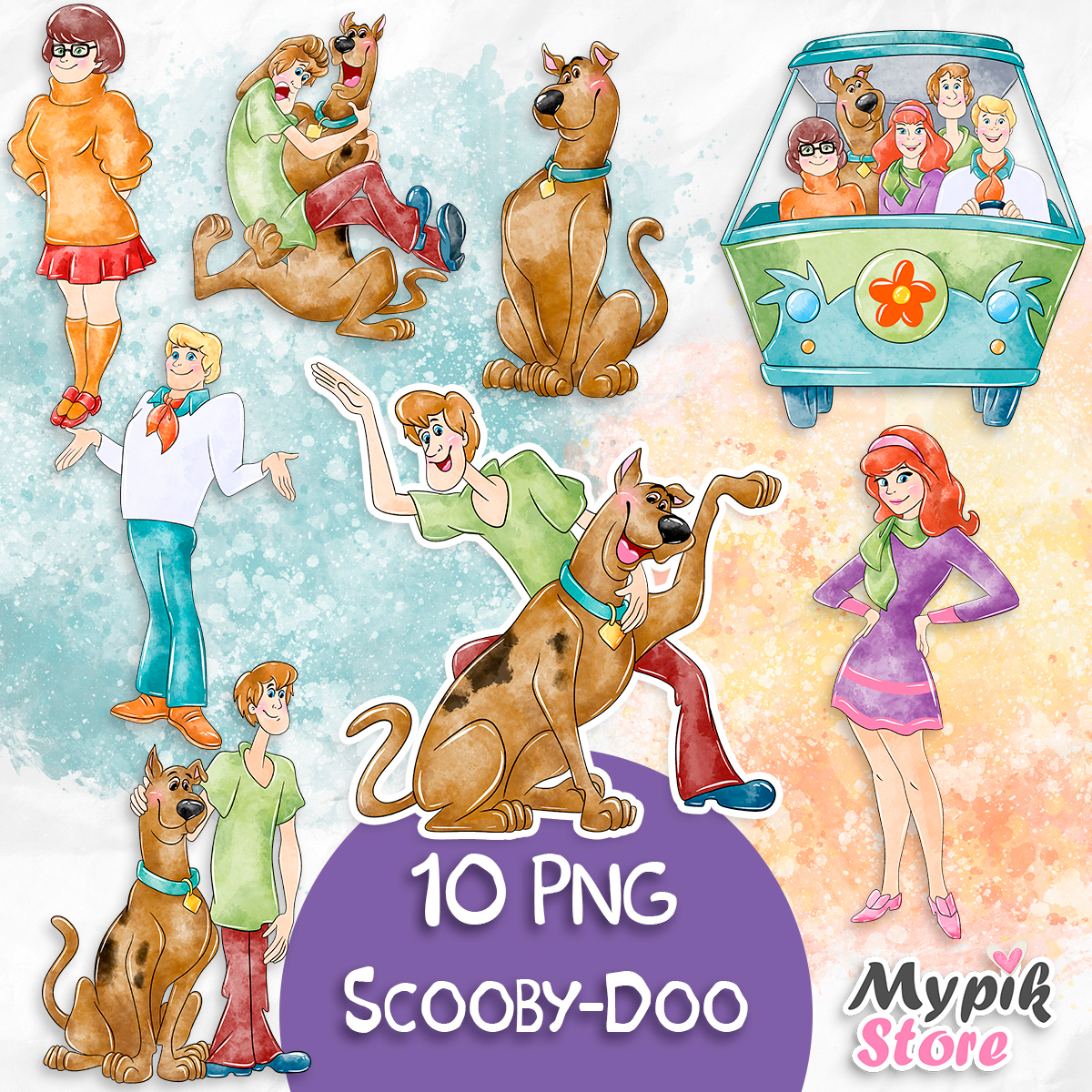 Kit Digital Scooby Doo Aquarela