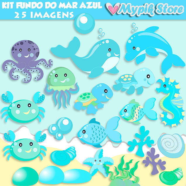 Super Pacotón Kit Digital Imágenes con 48 Kits Fondo del Mar