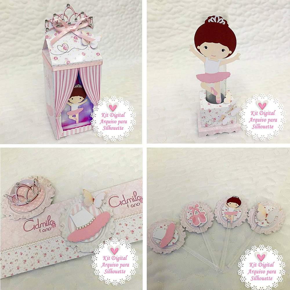 Kit Digital Festa Pronta Bailarina Rosa Completo - Aquivo...