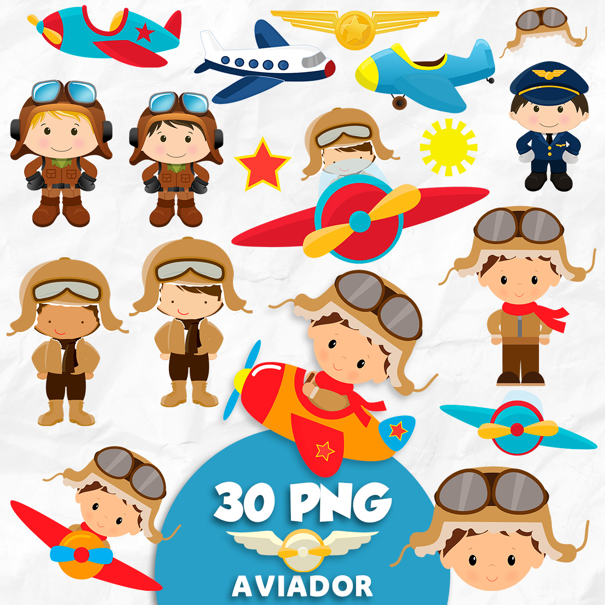 Kit Digital Aviador Menino PNG