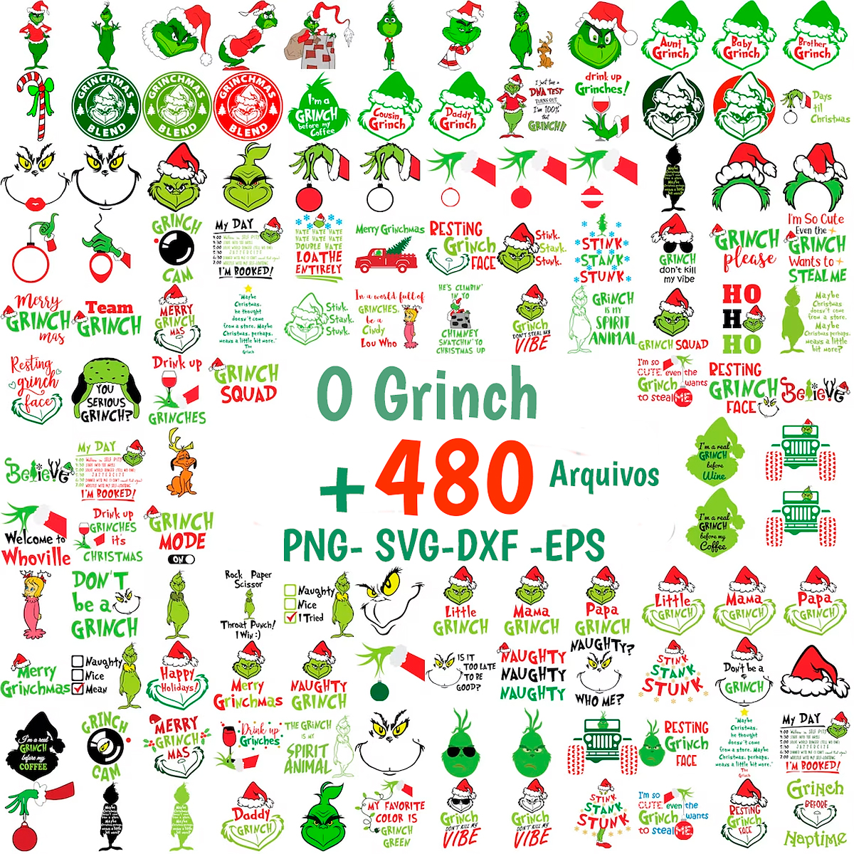 Kit Digital Grinch Vetores SVG - PNG - EPS - DXF