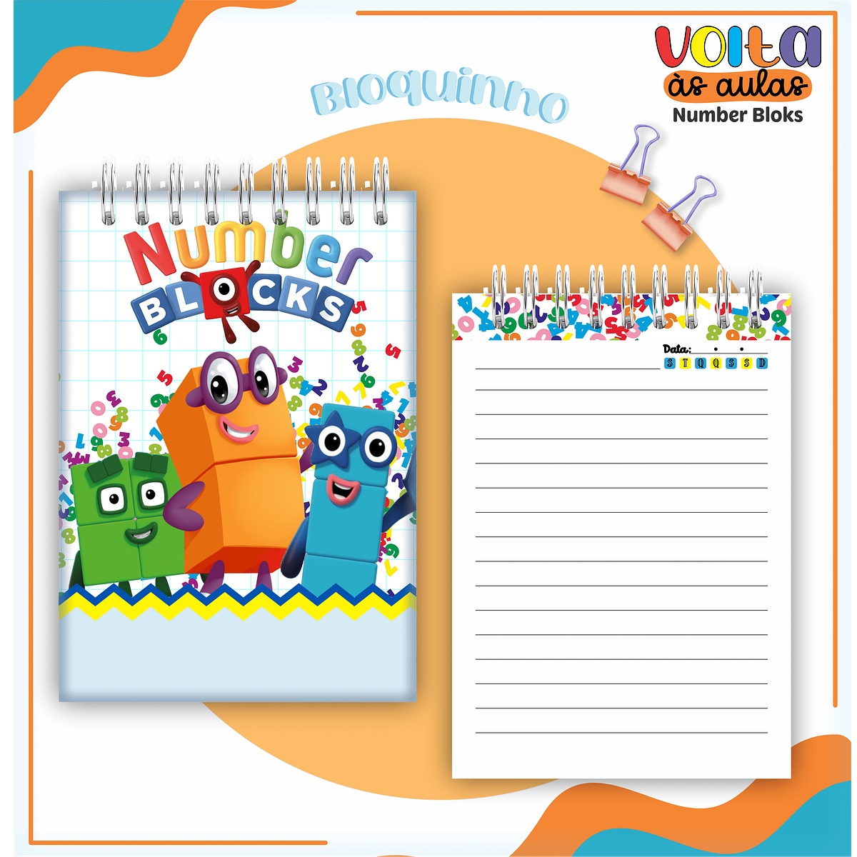 Kit Digital Volta às Aulas Encadernação Number Bloks