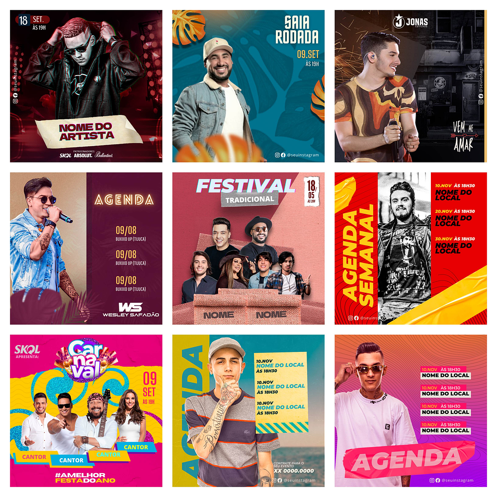 80 Modelos de Artes para Shows e Eventos - Editável com Can