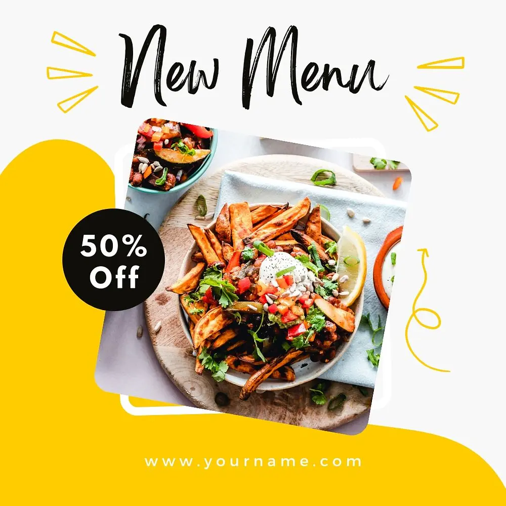 250 Modelos de Artes Comida - Editável com Canva