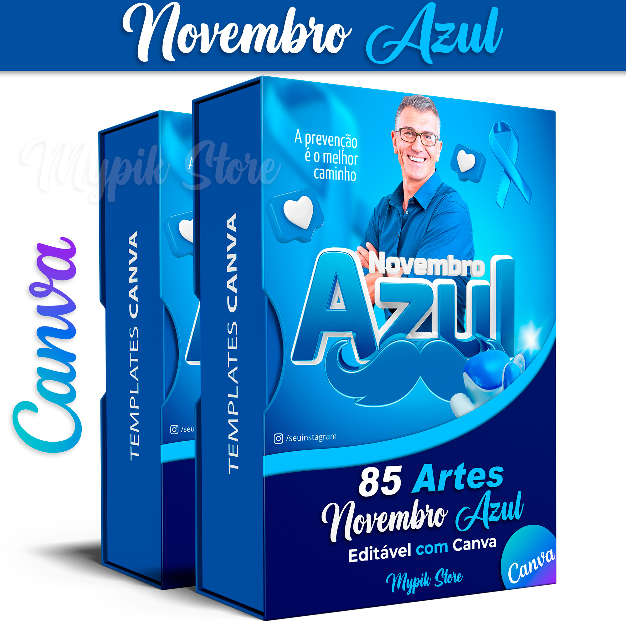 85 Modelos de Artes Novembro Azul - Editável com Canva
