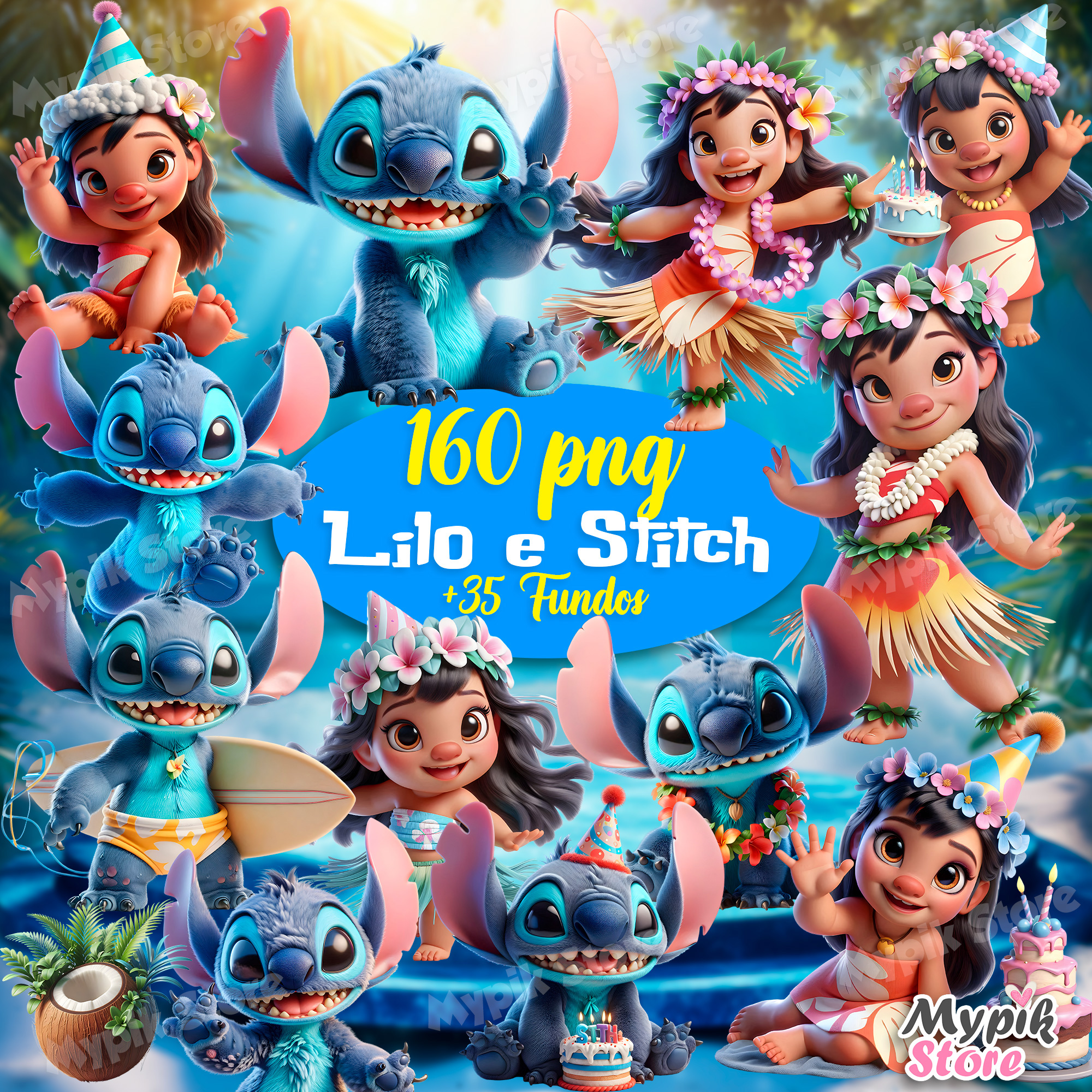 Kit Digital Lilo e Stitch Imagens PNG