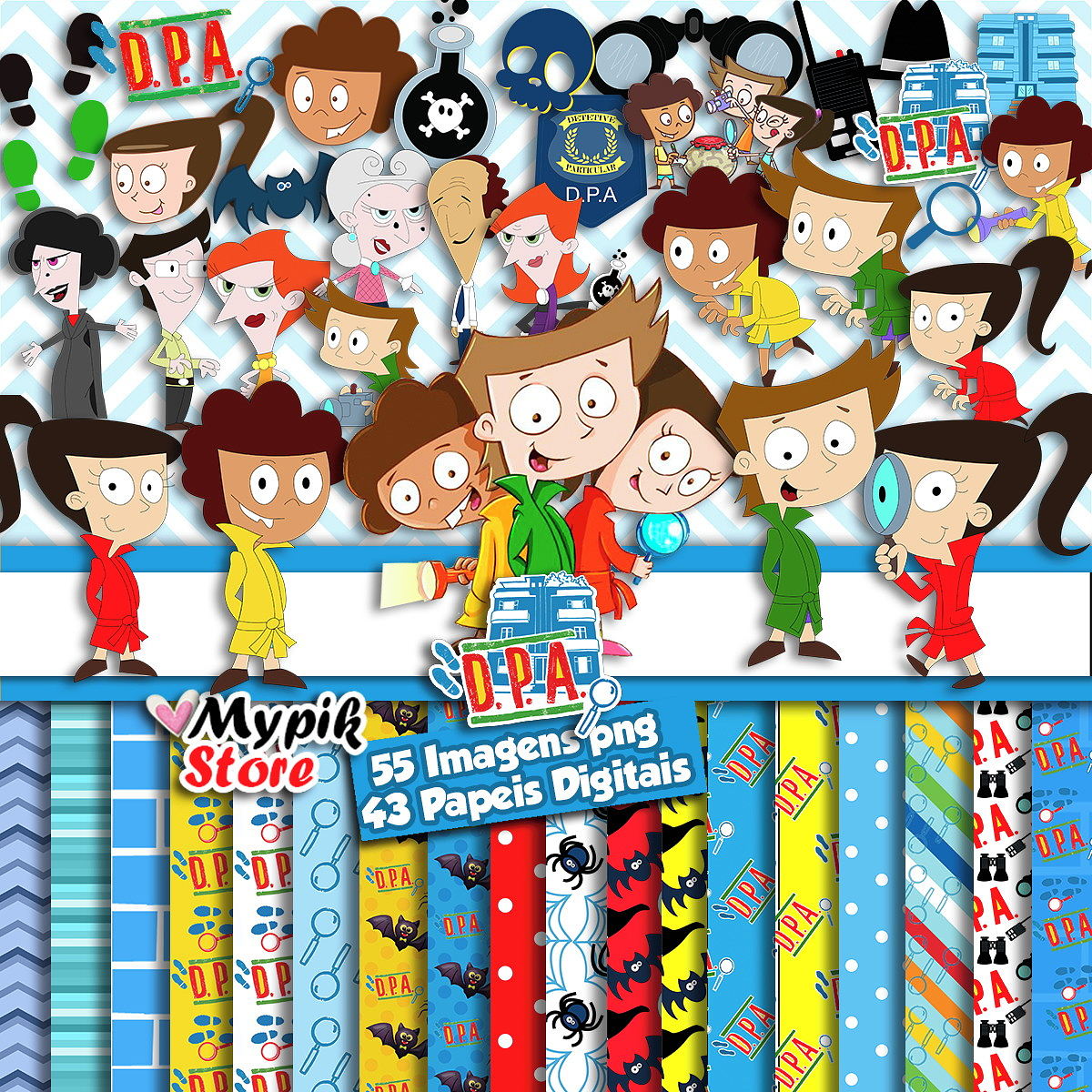 Kit Digital D.P.A Detetives do Prédio Azul - Scrapbook