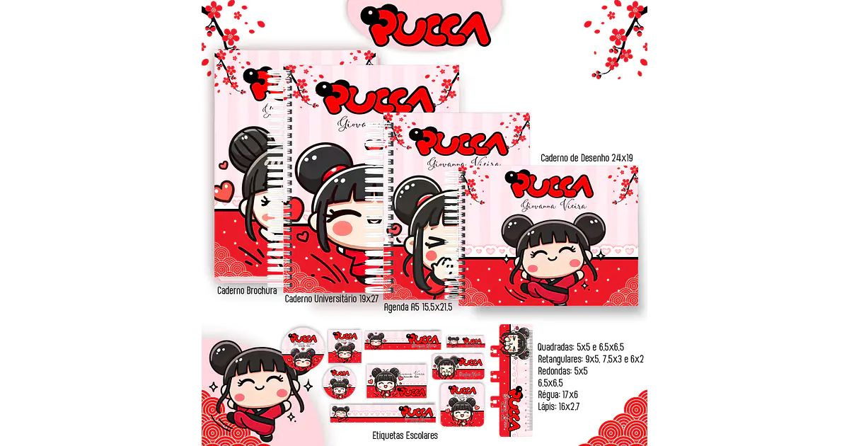 Kit Digital Encadernação Pucca - Volta às Aulas