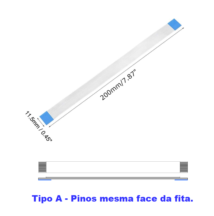 Cabo FFC Fita AWM 22 Pinos | 0,5 pitch | 200 mm | Pinos mesm