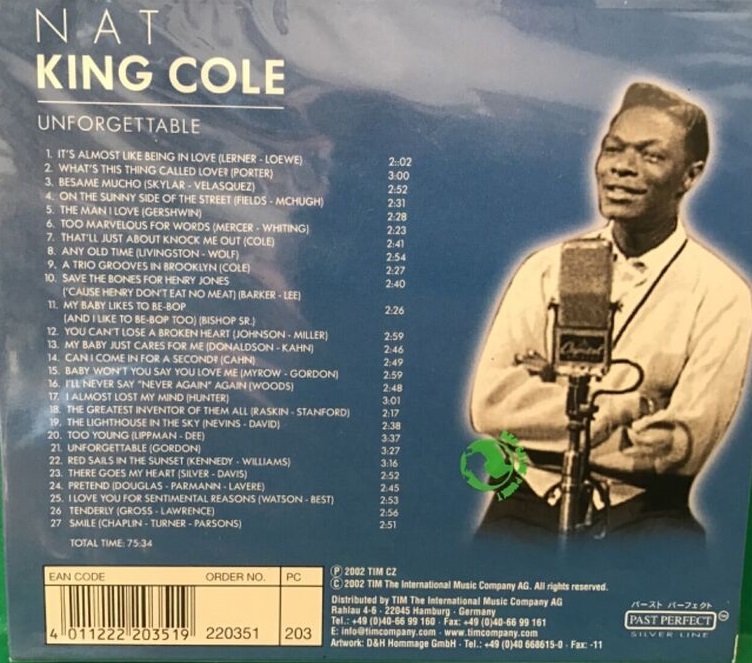 NAT KING COLE ---- UNFORGETTABLE ---- CD