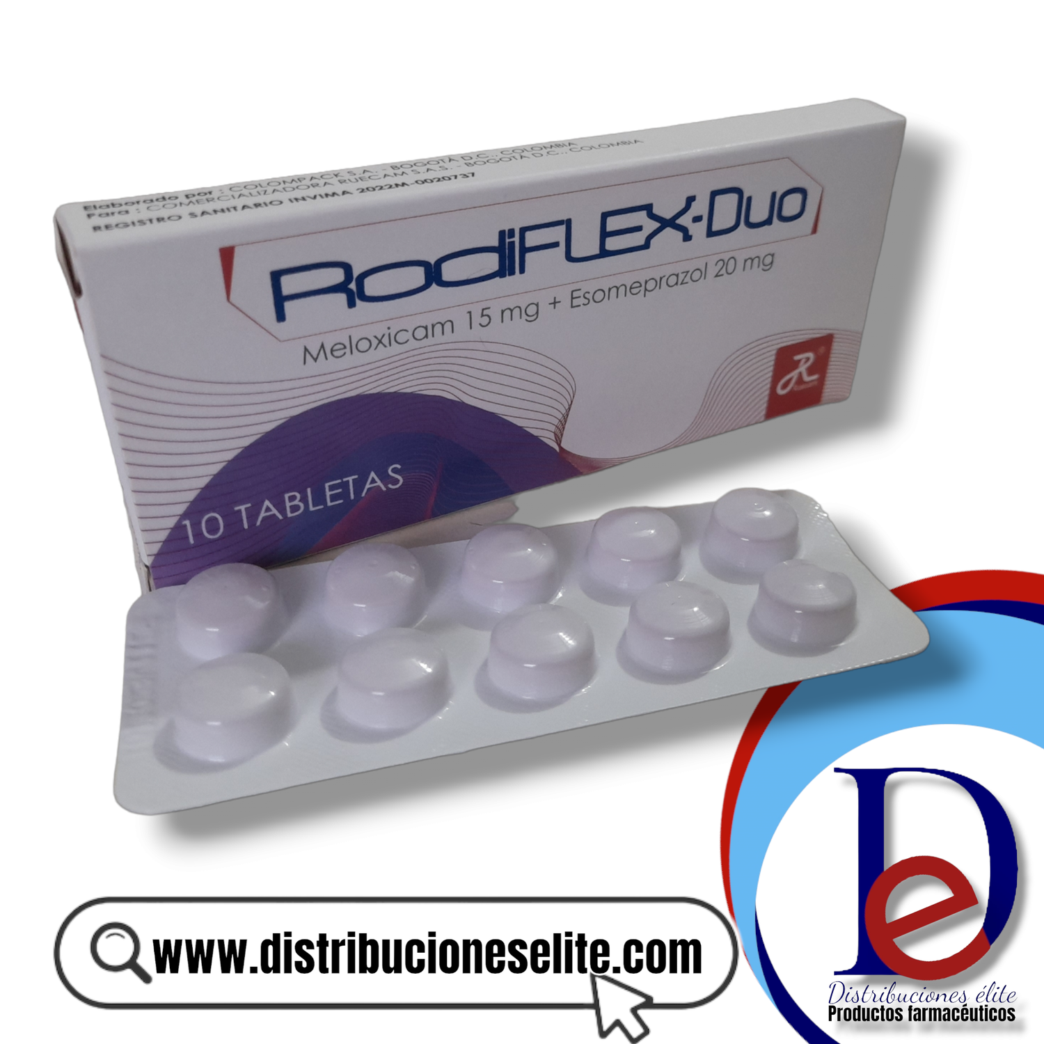 RODIFLEX DUO 15 MG X 10 TAB- MELOXICAM 15MG+ ESOMEPRAZOL 20M