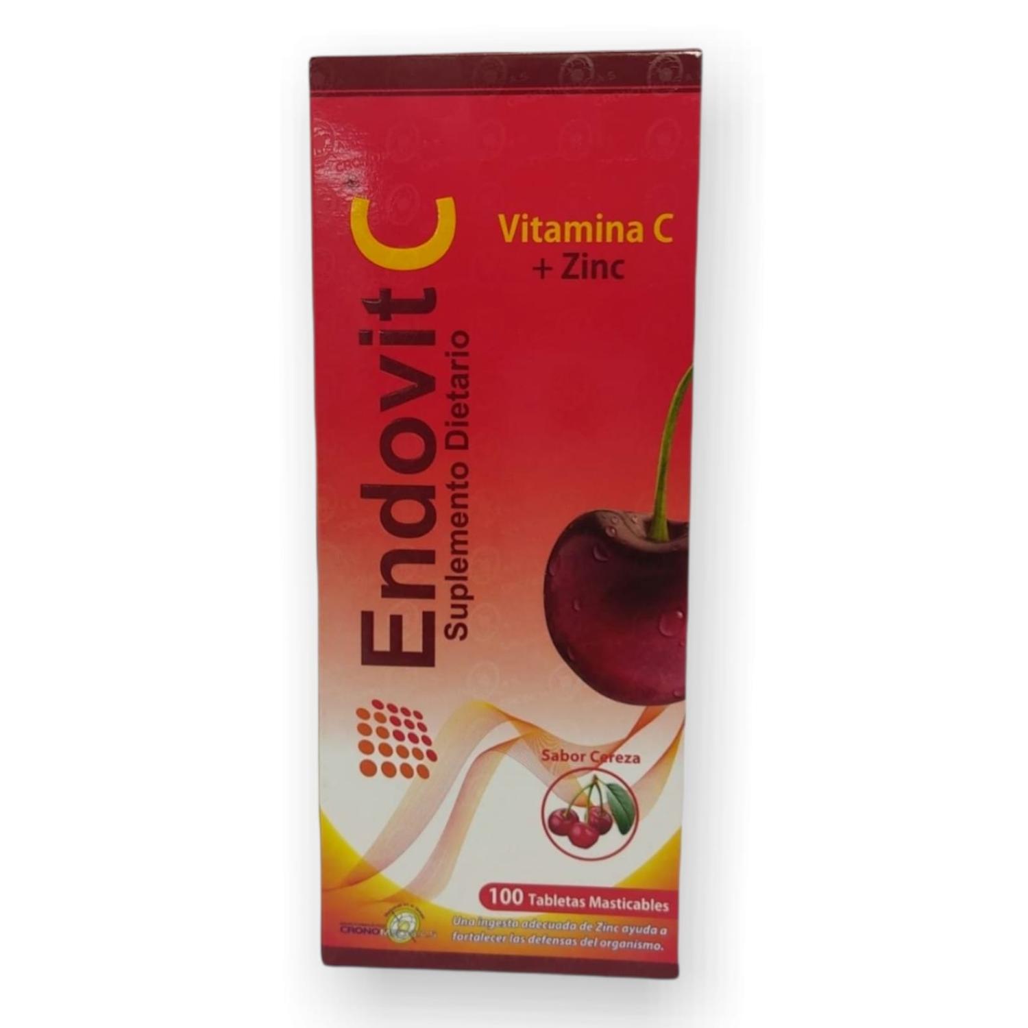ENDOVIT C CEREZA X 100 TAB -VITAMINA C + ZINC-CRONOMED