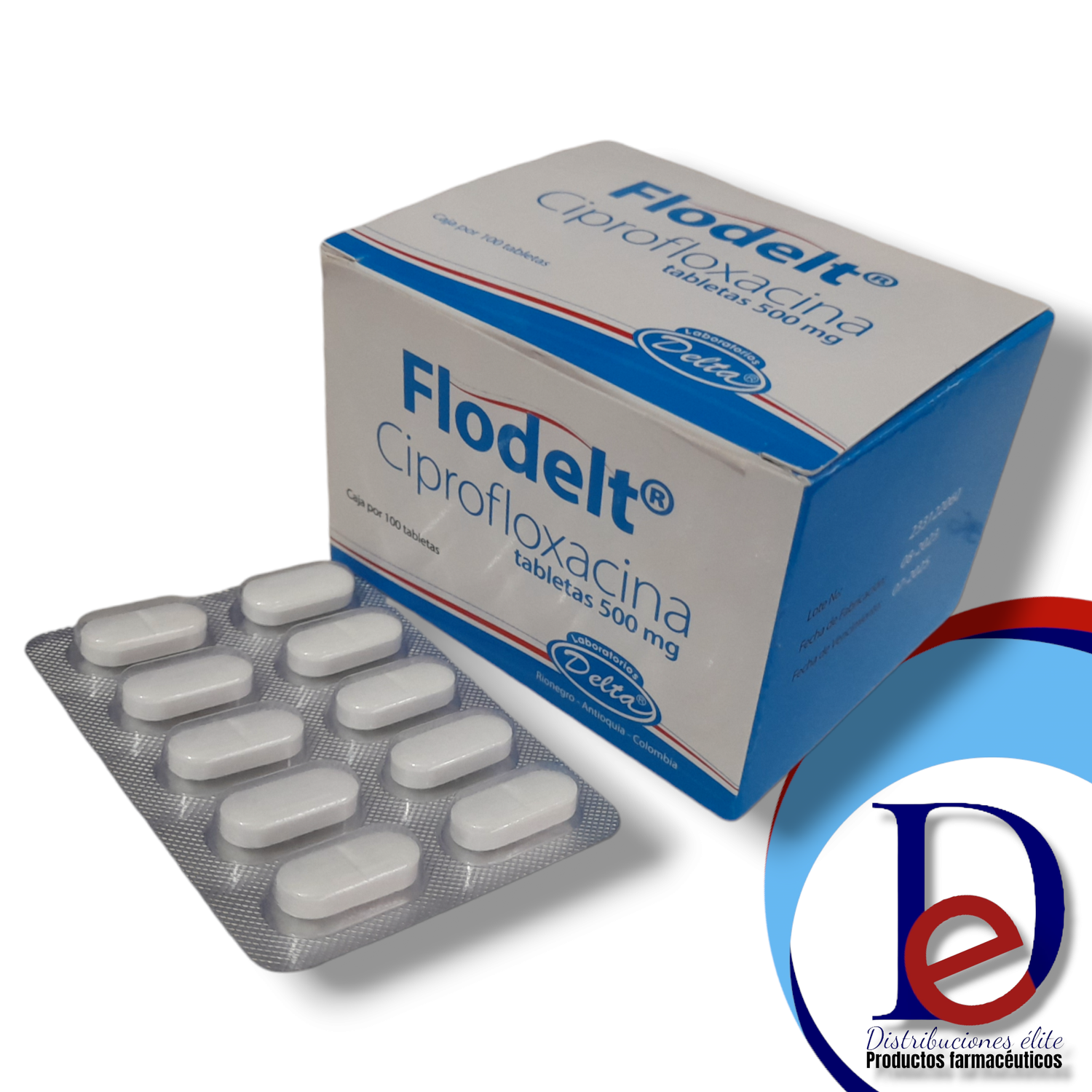 FLODELT 500 MG X 100 TAB- CIPROFLOXACINA 500 MG- DELTA- VTO