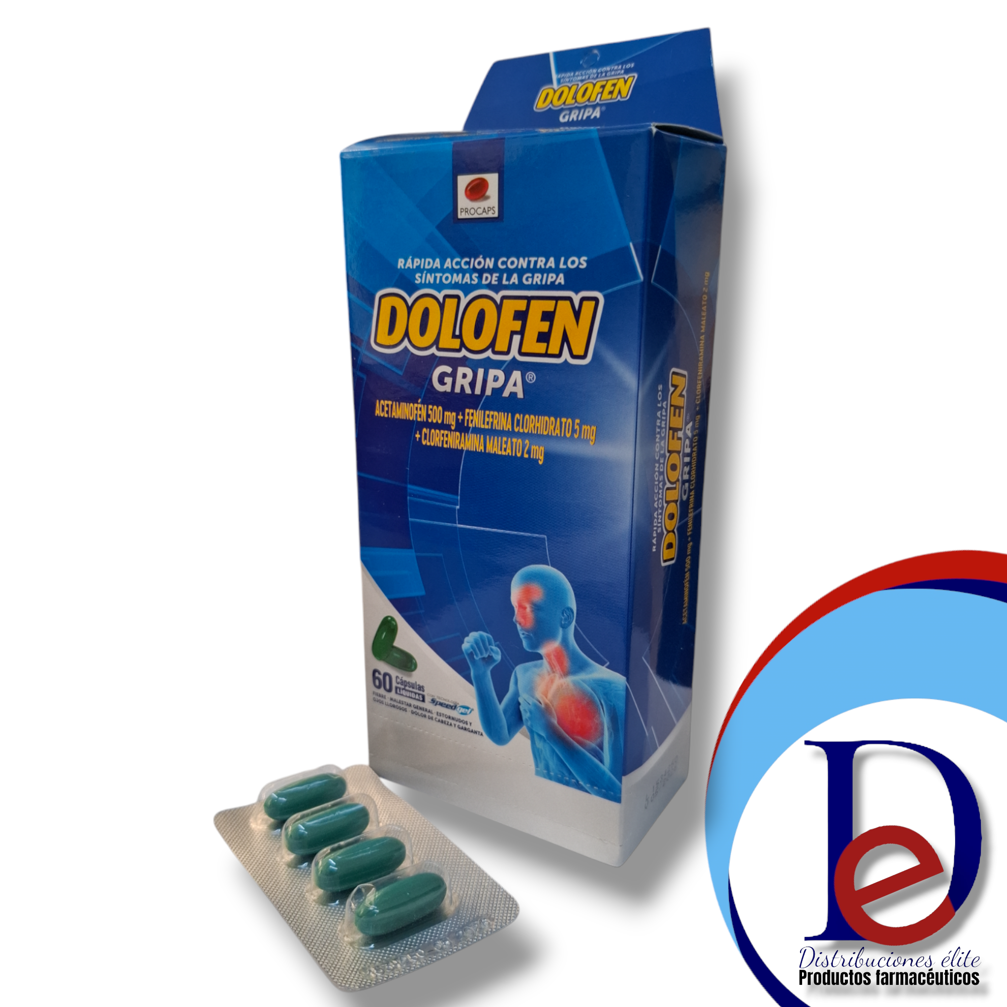 DOLOFEN GRIPA X 60 CAP- ACETAMINOFEN+ FENILEFRINA+ CLORFENIR