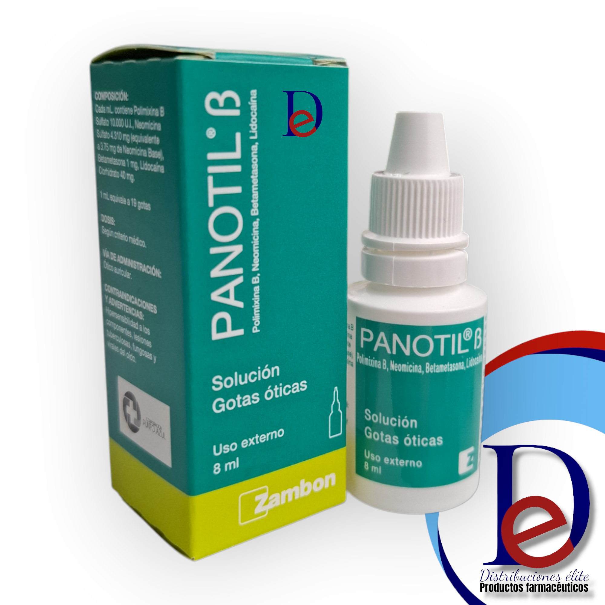 PANOTIL B GOTAS OTICAS X 8 ML -POLIMIXINA B +NEOMICINA+BE...
