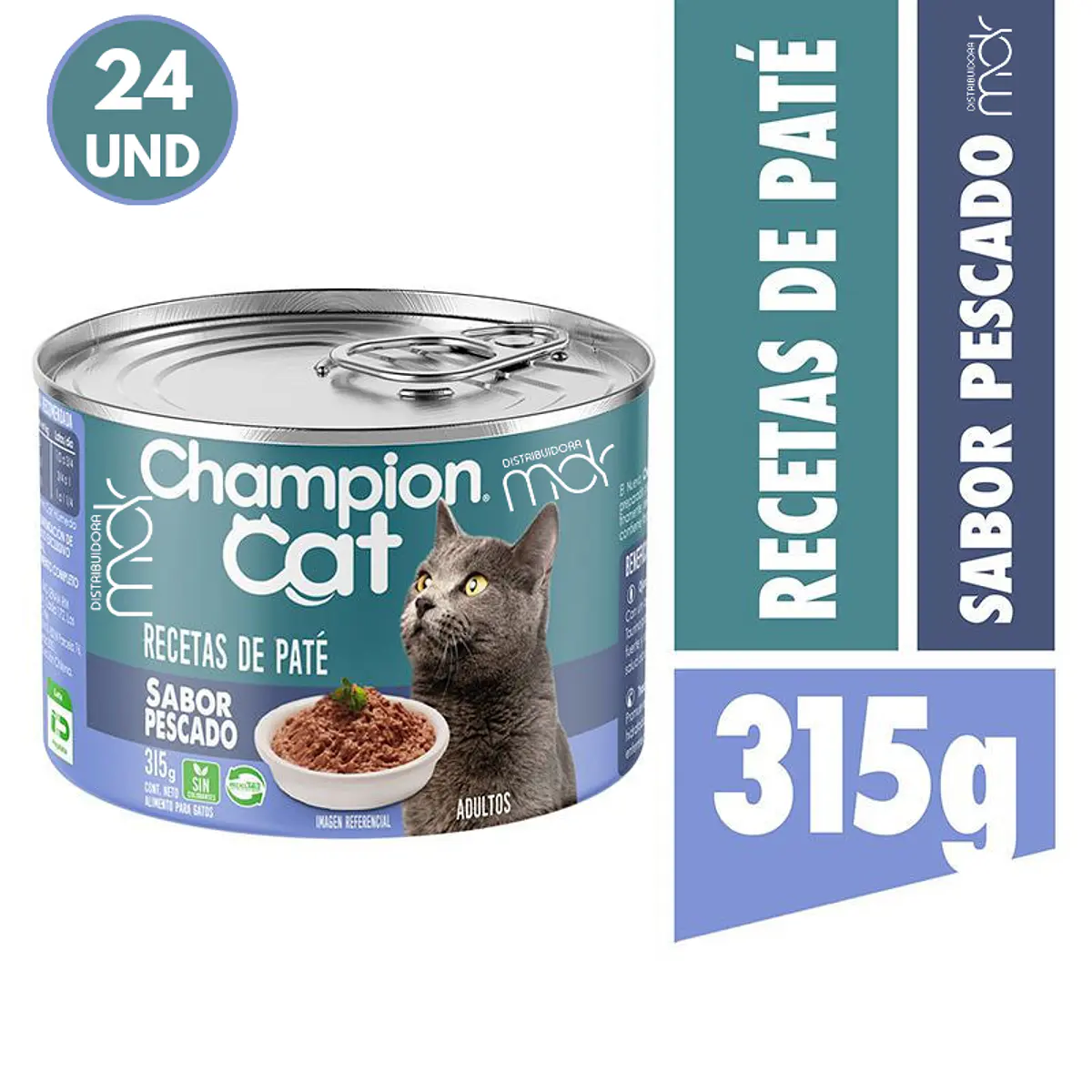 CHAMPION CAT RECETAS EN PATE LATAS PESCADO 315GR x24UND
