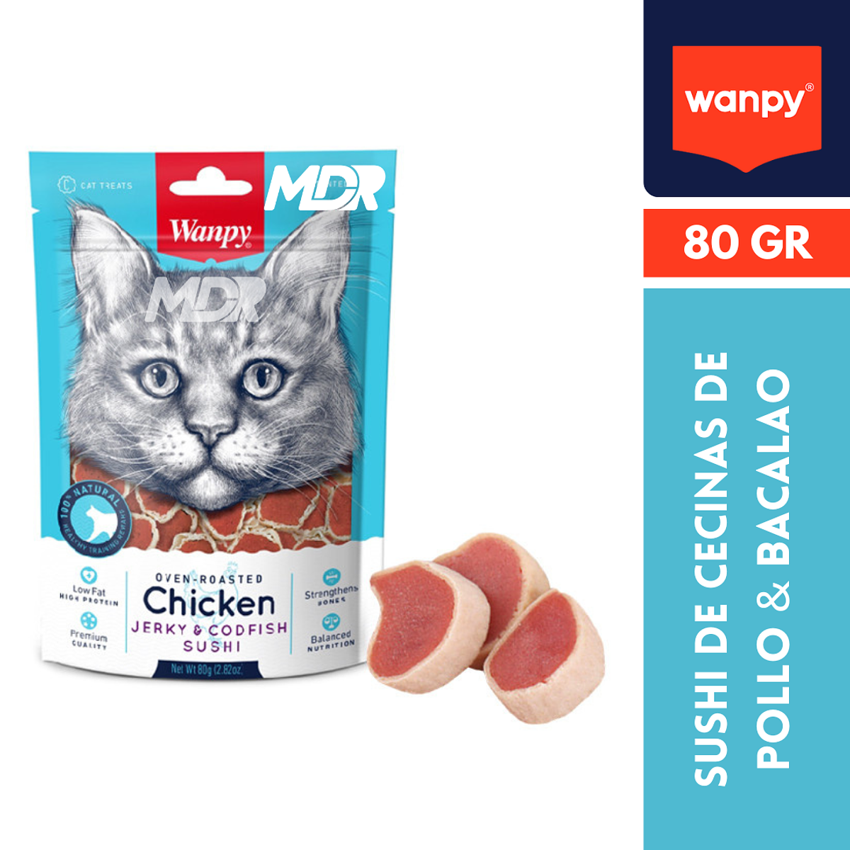 WANPY CHICKEN JERKY & COODFISH SUSHI 80GR