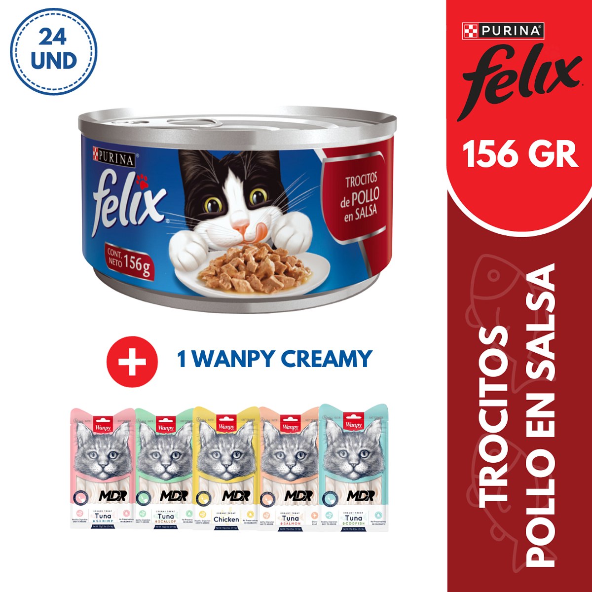 FELIX LATA TROCITOS DE POLLO 156GR X24 UND