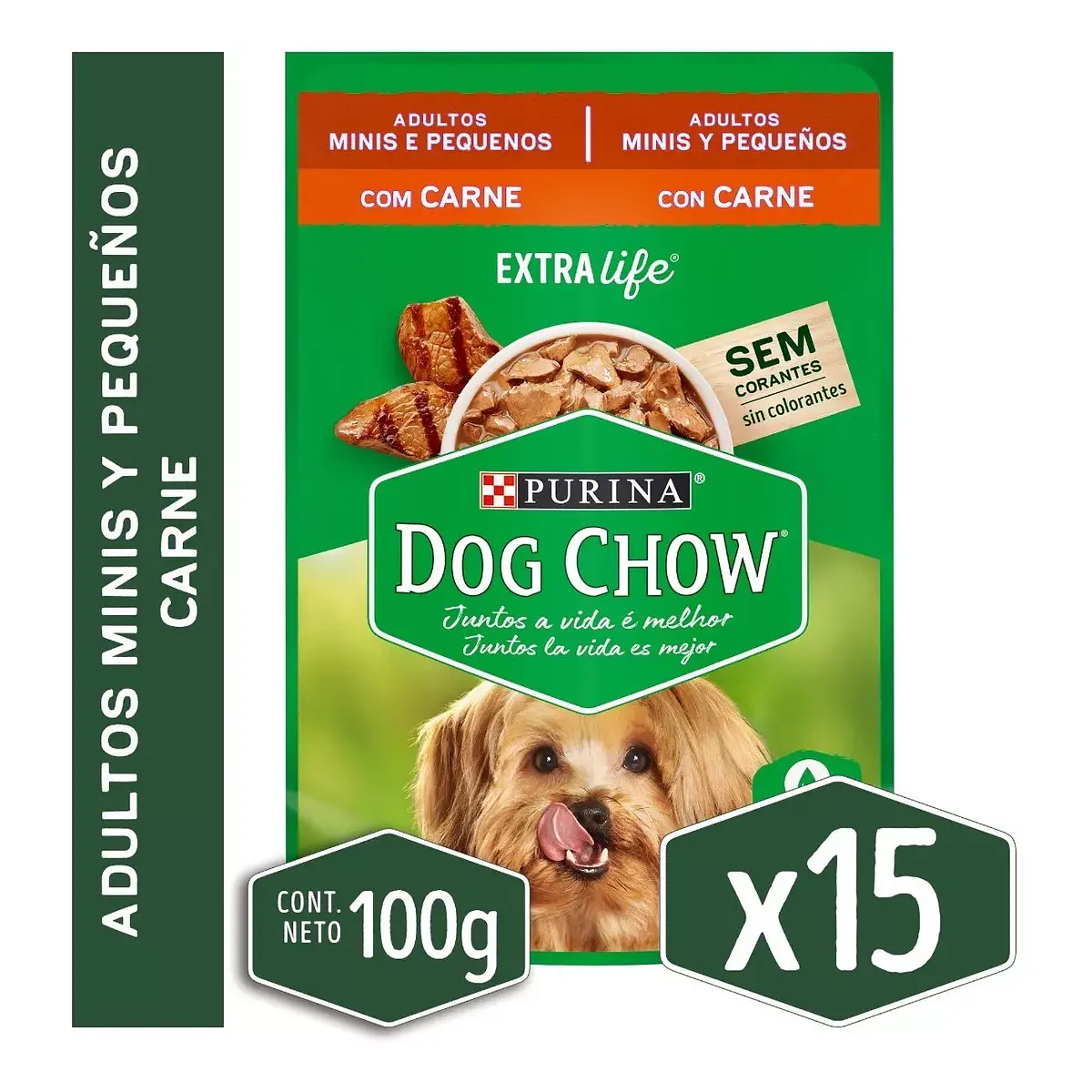 DOG CHOW SACHET ADULTOS MINIS CARNE 100GR x15 UND