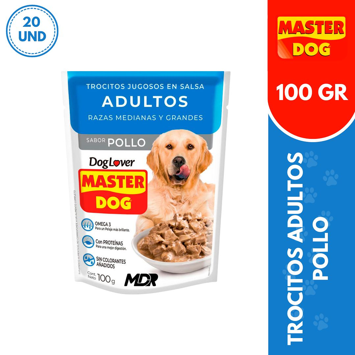 MASTER DOG SACHET ADULTO POLLO 100GR - 20 UND