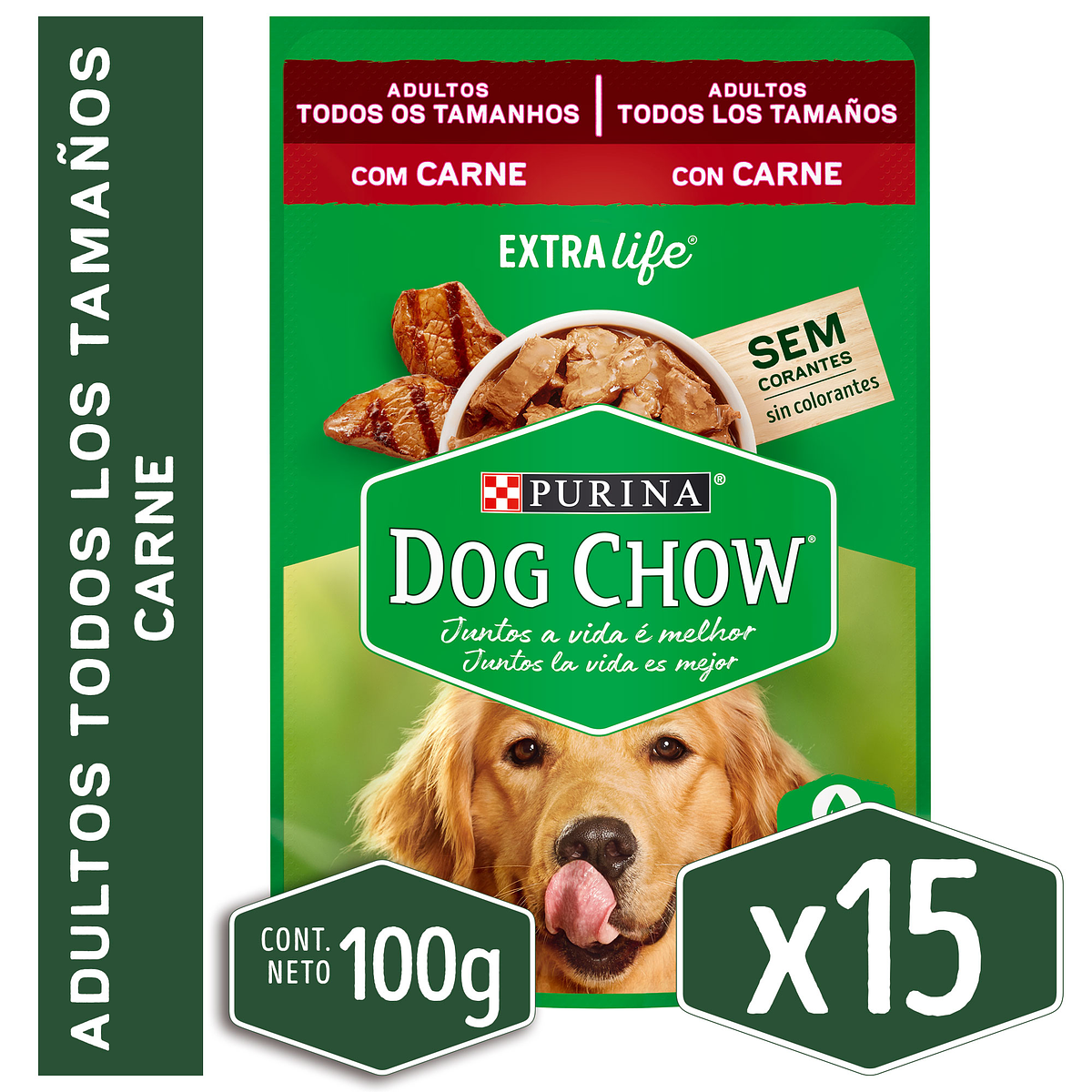 DOG CHOW SACHET TODOS LOS TAMAÑOS CARNE 100GR x15 UND