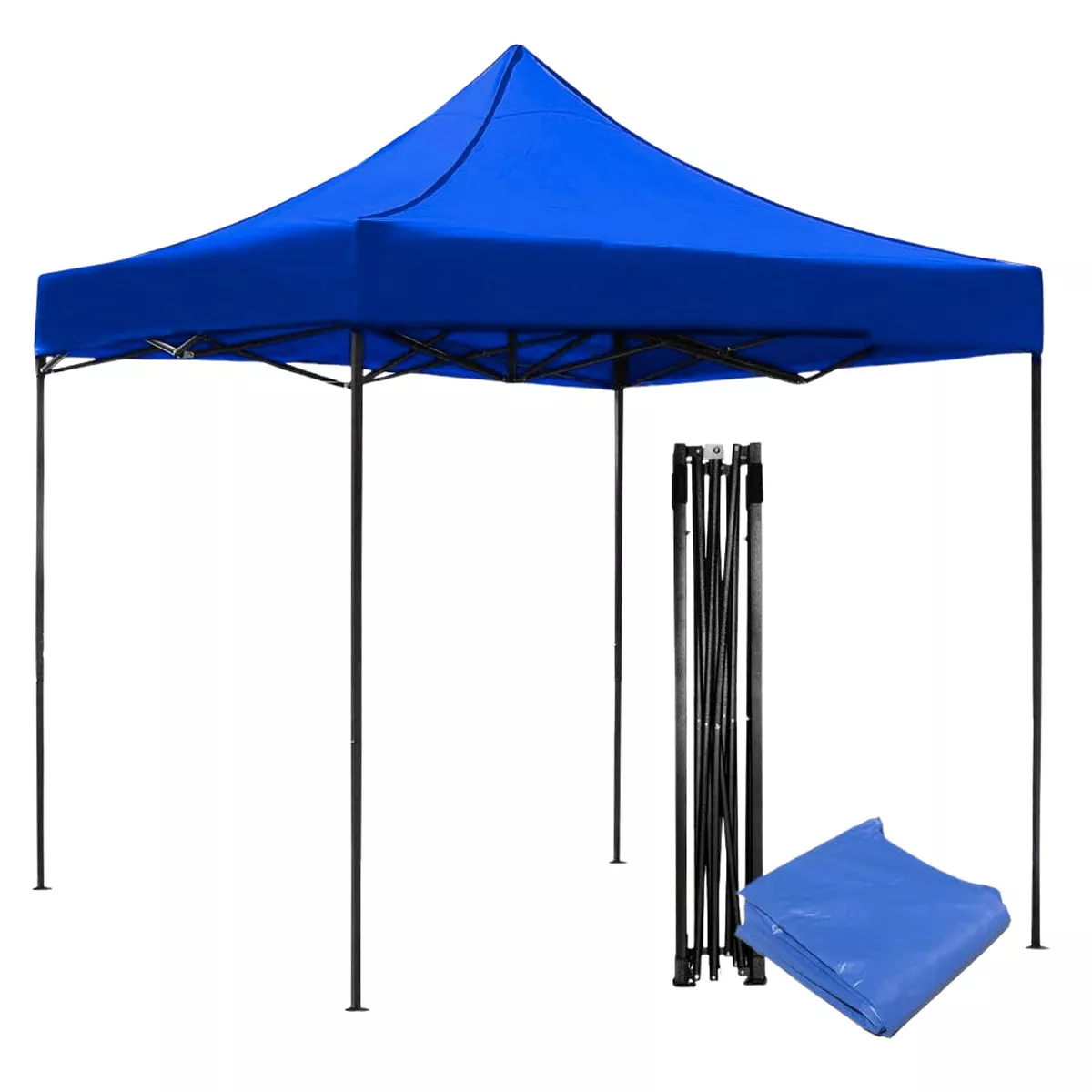 Toldo Plegable 3x3 Azul Estructura Fierro Cuadrado Reforzado
