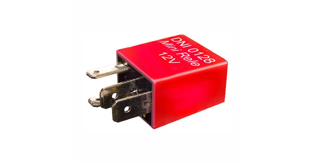 Relé mini, 12v 40 amp, 4 terminales (2 de 4,5 mm y 2 de 6mm)