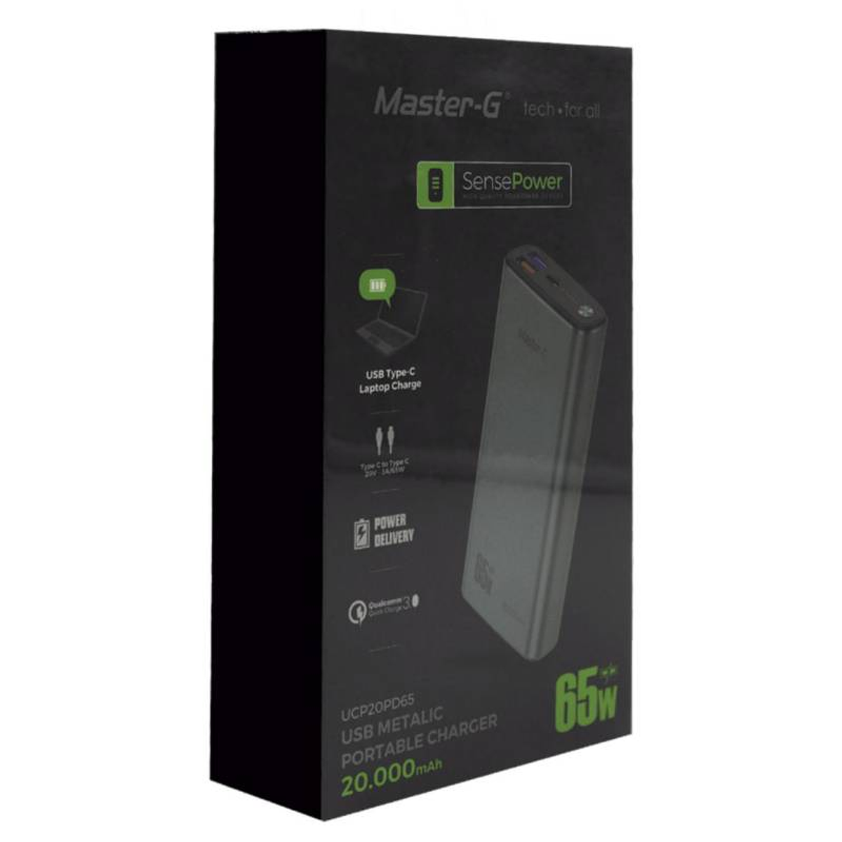 BATERIA EXTERNA 65W 20.000MAH MASTER-G UCP20PD65