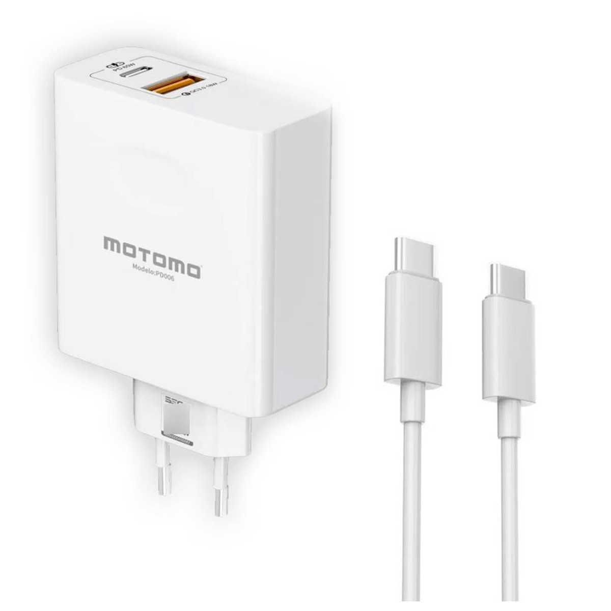 Cargador Motomo 65w Carga Rapida + Cable Tipo C Blanco
