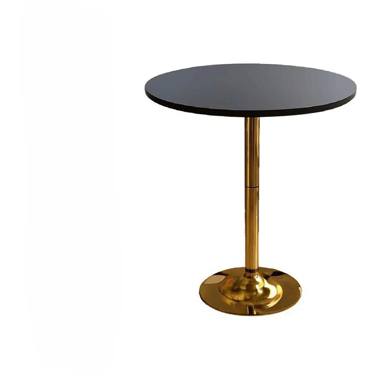 MESA DE BAR REGULABLE CON BASE DORADA