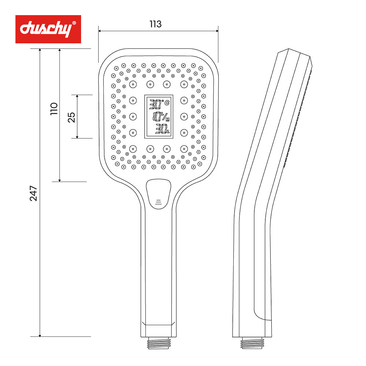 Mango de ducha led caudal frontal Flode