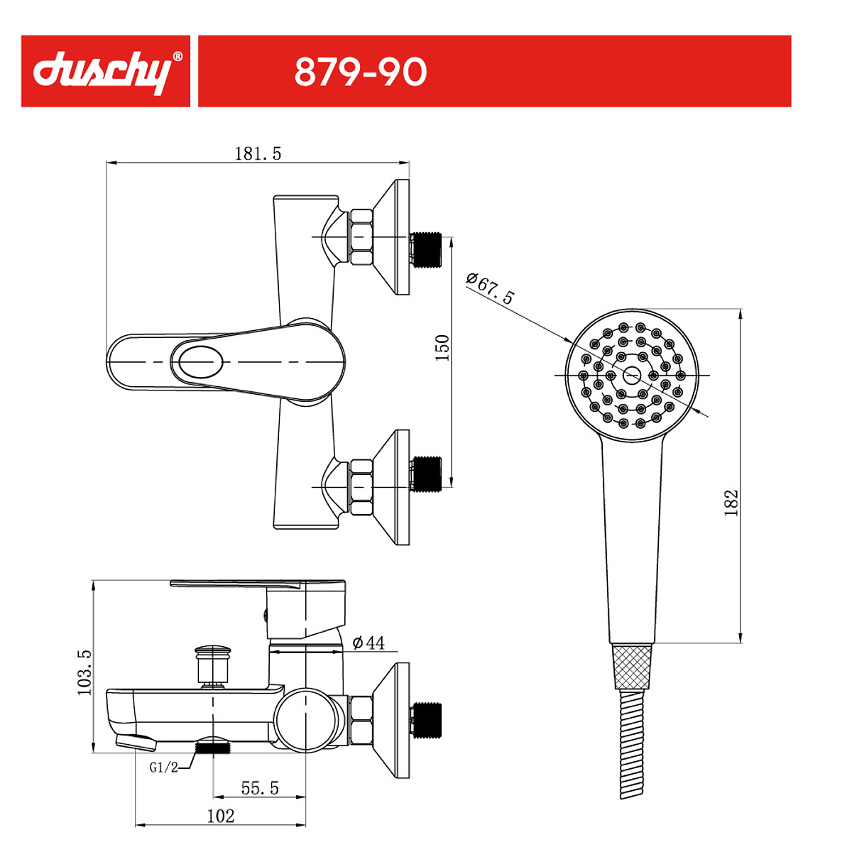 Monomando Tina Ducha Kalmar Matte Black ABS